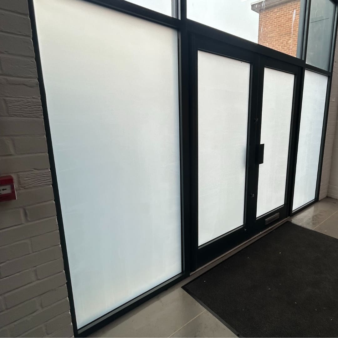 White Frost Privacy Window Film Installation at Essex Office - Tintfit ...